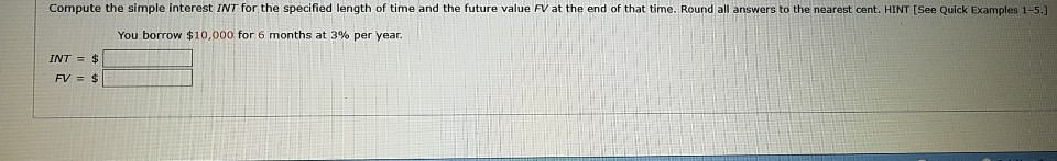 Solved Compute the simple interest INT for the specified | Chegg.com