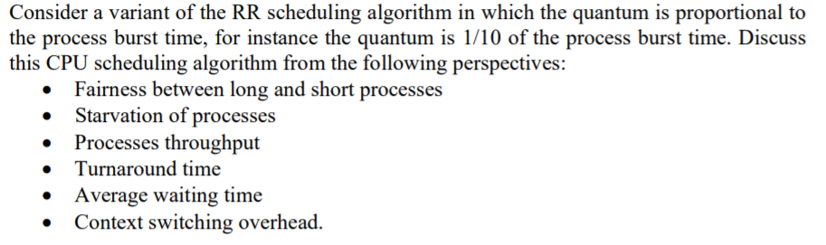 Solved Consider a variant of the RR scheduling algorithm in | Chegg.com