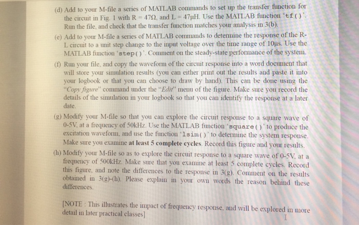 Solved Control engineering and matlab. I just need parts d e | Chegg.com