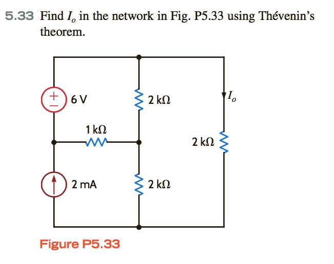 Solved Find I_0 in the network in Fig. P5.33 using | Chegg.com