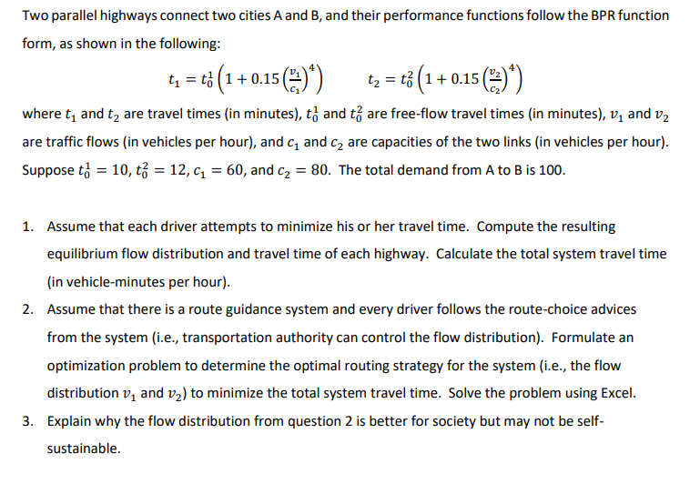Two parallel highways connect two cities A and B, and | Chegg.com