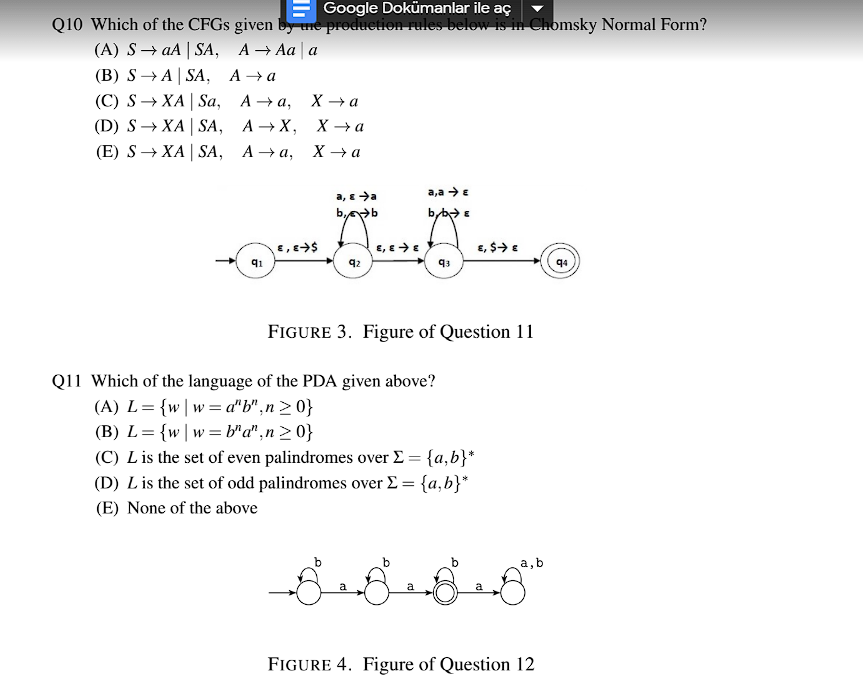Solved Q10 Which of the CFGs given (A) S→aA∣SA,A→Aa∣a (B) | Chegg.com