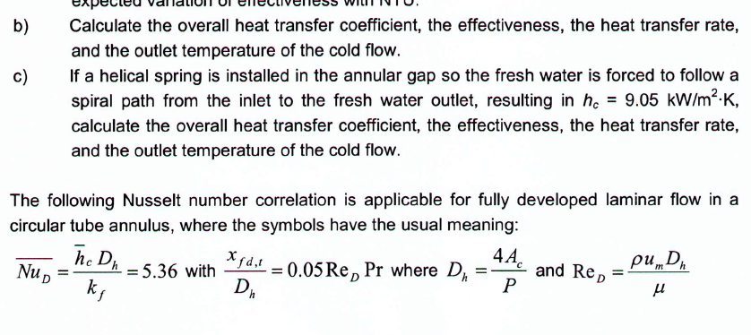 Solved MULTIMODE HT Consider a counter-flow concentric tube | Chegg.com