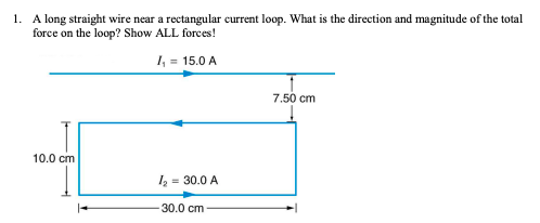 Solved 1. A long straight wire near a rectangular current | Chegg.com