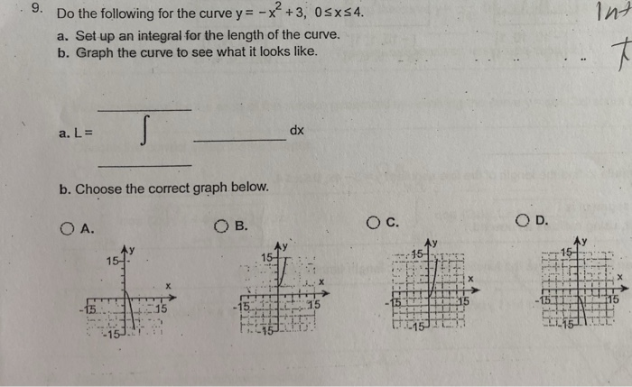 Solved 9. Do the following for the curve yx+3, 0sxs4. Int a. | Chegg.com