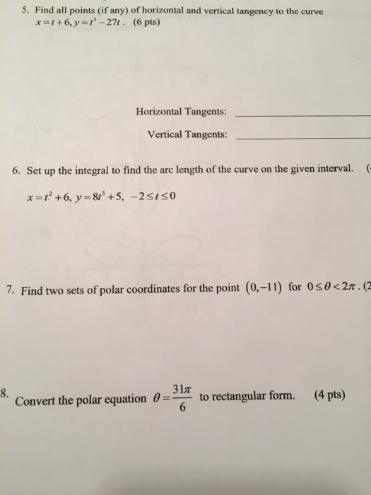 Solved Find all points (if any) of horizontal and vertical | Chegg.com