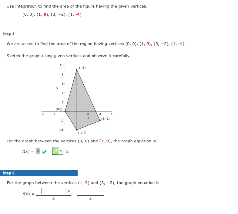Solved Use integration to find the area of the figure having | Chegg.com