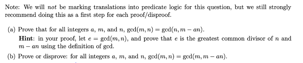 Solved Definition Greatest Common Divisor Of Two Integers