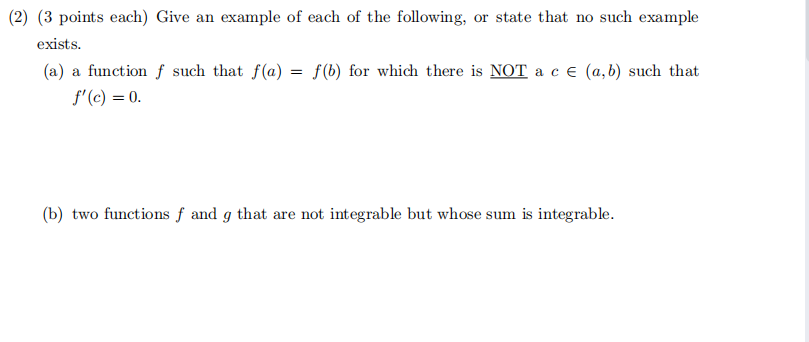 Solved 2) (3 points each) Give an example of each of the | Chegg.com