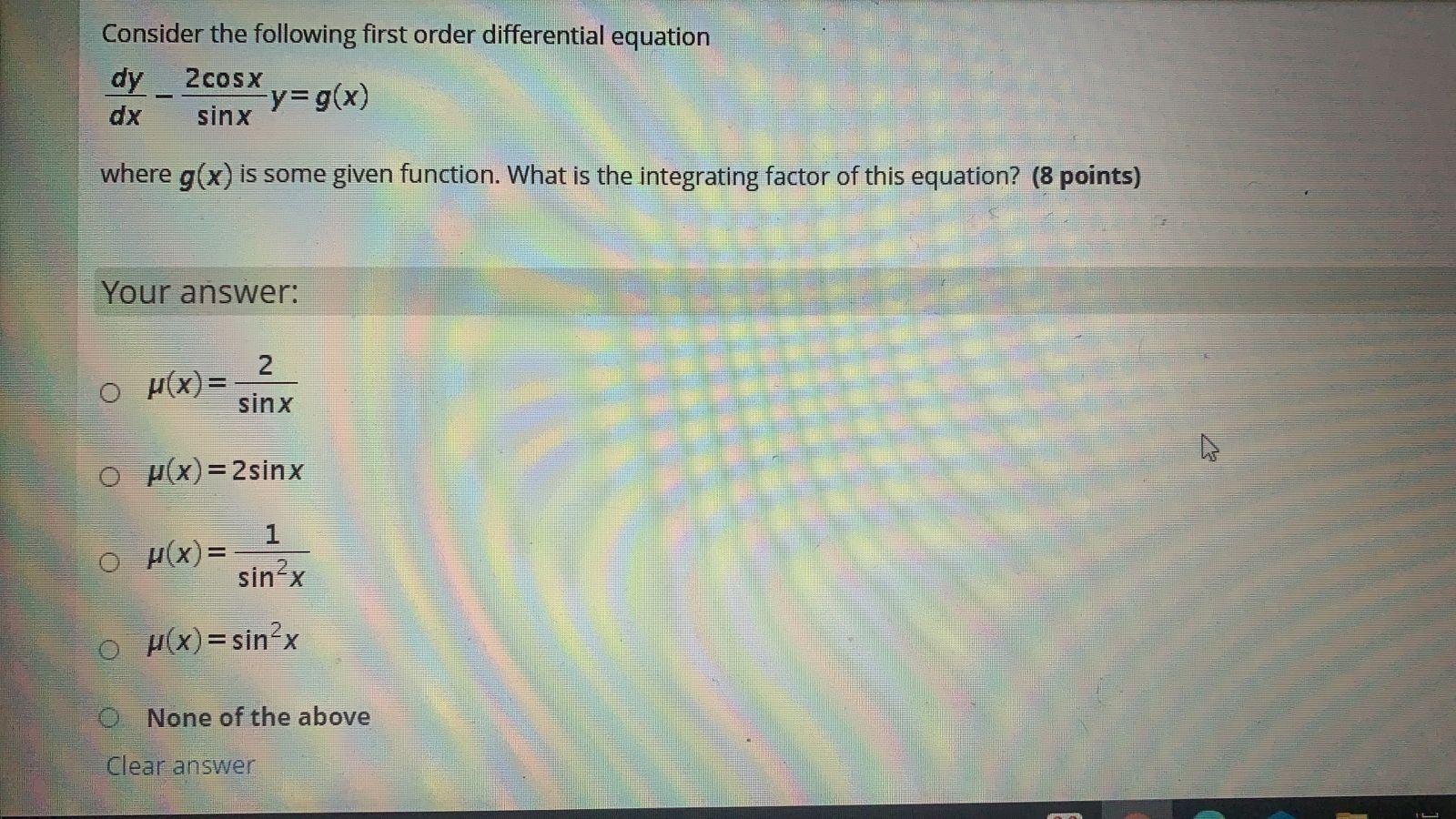 Solved Consider the following first order differential | Chegg.com
