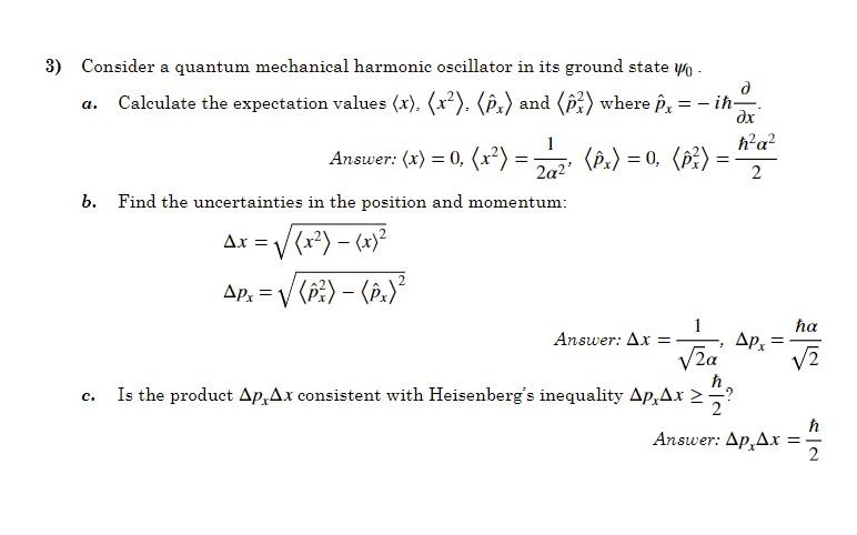 Solved Consider a quantum mechanical harmonic oscillator in | Chegg.com