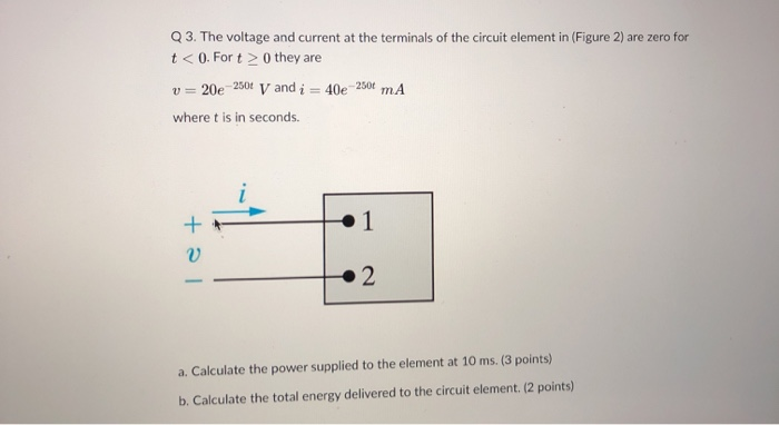 Solved Q 3. The voltage and current at the terminals of the | Chegg.com