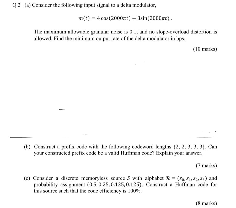 Solved Q.2 (a) Consider the following input signal to a | Chegg.com