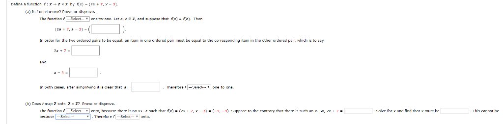 Solved Define a function f : Z → Z × Z by f(x) = (2x + 7, | Chegg.com