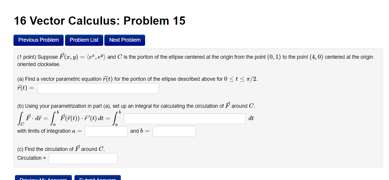 Solved 16 Vector Calculus: Problem 15 Previous Problem | Chegg.com