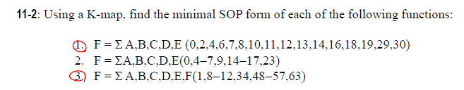 Solved 11-2: Using a K-map, find the minimal SOP form of | Chegg.com