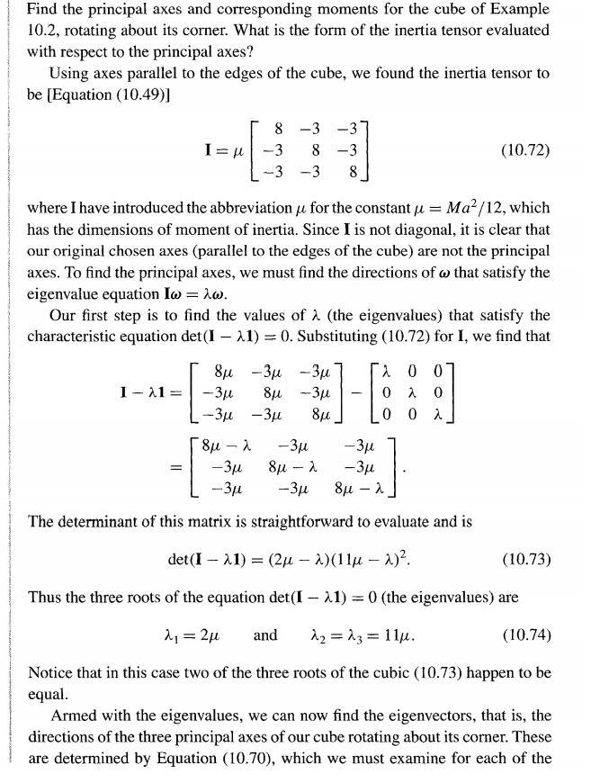 Solved 1. Consider the inertia tensor of a uniform cube | Chegg.com