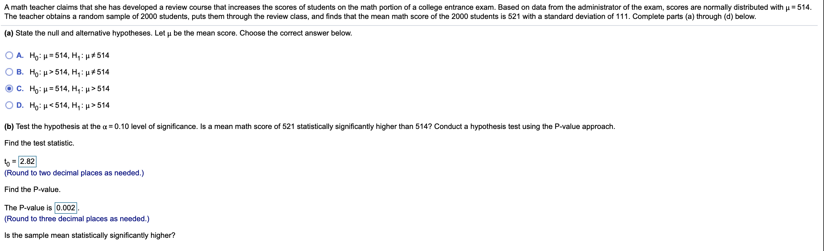 Solved A math teacher claims that she has developed a review | Chegg.com
