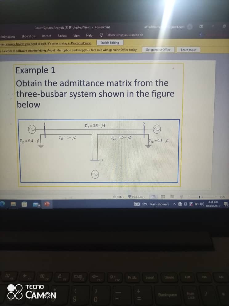 Solved Example 1 Obtain the admittance matrix from the | Chegg.com