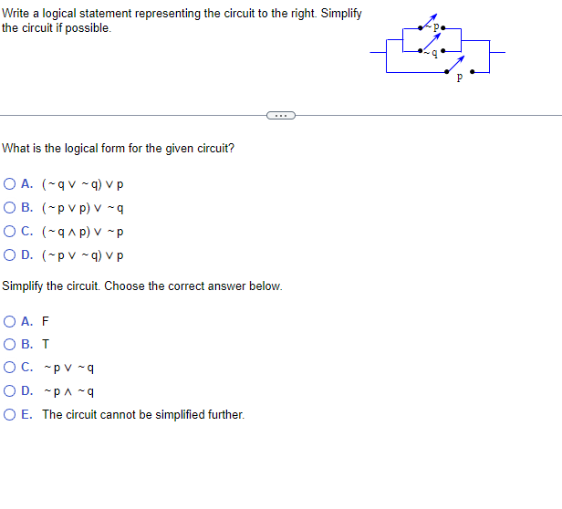 Solved Write a logical statement representing the circuit to | Chegg.com