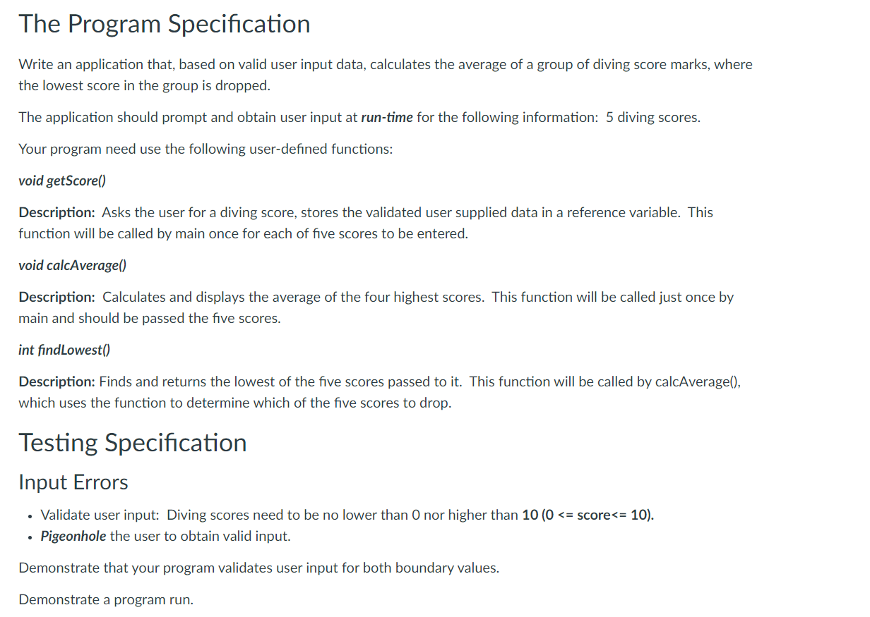 Solved The Program Specification Write an application that, | Chegg.com