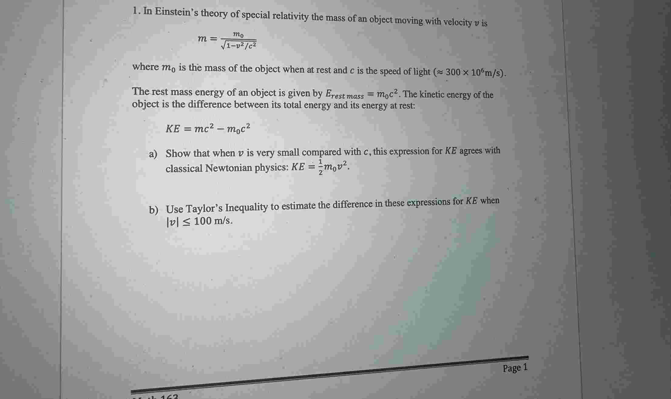 Solved In ﻿Einstein’s ﻿theory of ﻿special relativity the | Chegg.com