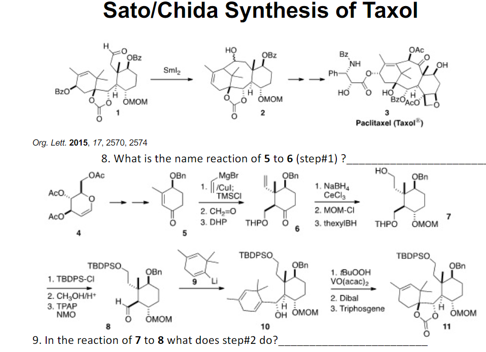 Solved Sato/Chida Synthesis of Taxol HO ОАс ОВz OBZ BZ NH OH | Chegg.com