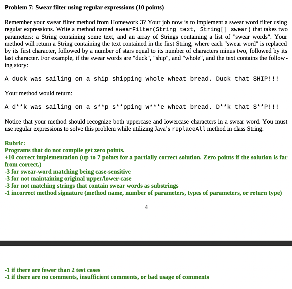 Problem 7: Swear filter using regular expressions ( | Chegg.com