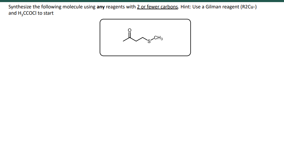 Solved Synthesize the following molecule using any reagents | Chegg.com