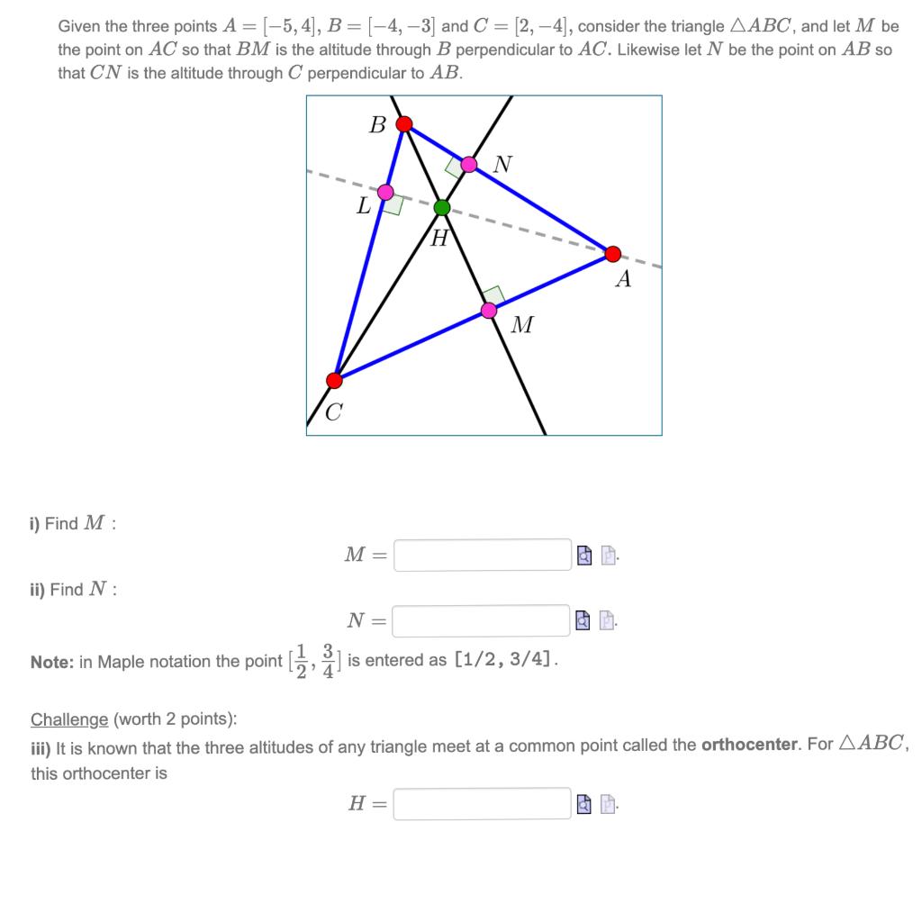 Solved Given the three points A = (-5,4), B = (-4,-3] and C | Chegg.com