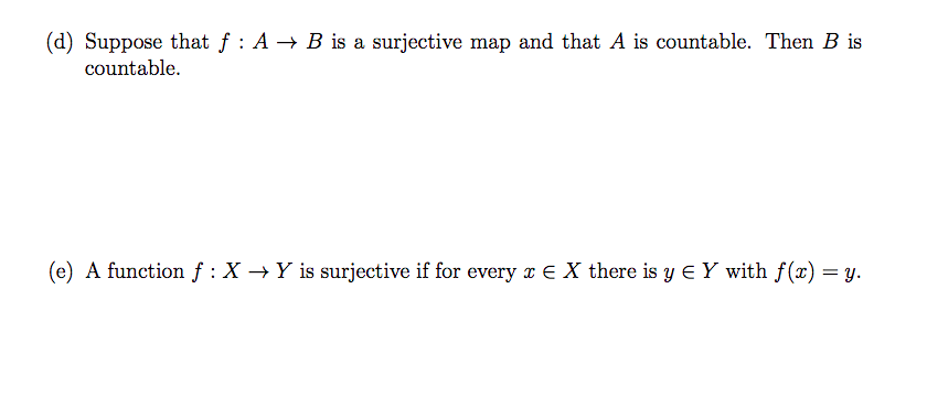 Solved (d) Suppose that f: A + B is a surjective map and | Chegg.com