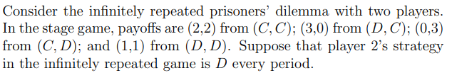 Solved Consider the infinitely repeated prisoners' dilemma | Chegg.com