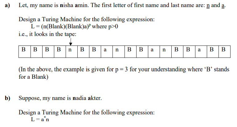 Solved a) Let, my name is nisha amin. The first letter of | Chegg.com