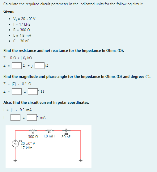 Solved Calculate the required circuit parameter in the | Chegg.com