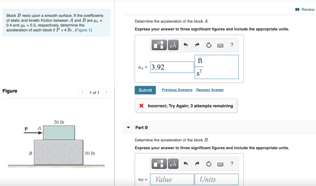 Solved A Review Block B rests upon smooth surface. If the | Chegg.com