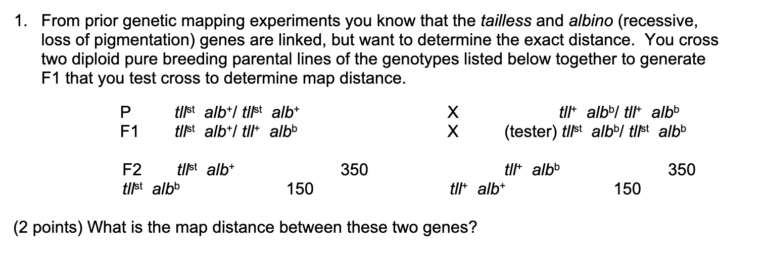 Solved From prior genetic mapping experiments you know that | Chegg.com