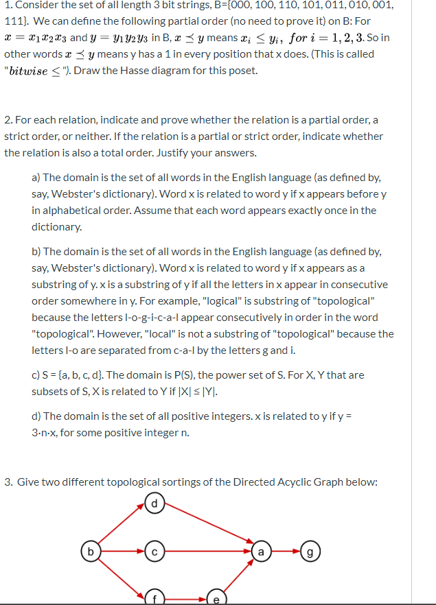 Solved 1. Consider the set of all length 3 bit strings, | Chegg.com