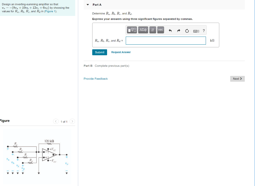 Solved Design an inverting-summing amplifier so that | Chegg.com