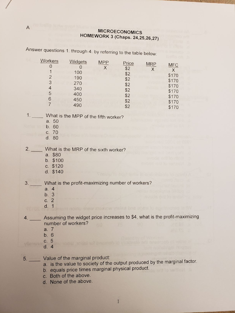 Solved MICROECONOMICS HOMEWORK 3 (Chaps. 24,25,26,27) Answer | Chegg.com