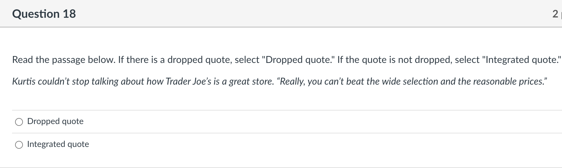 Solved Read the passage below. If there is a dropped quote, | Chegg.com