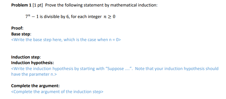 Solved Problem 1 (1 pt] Prove the following statement by | Chegg.com