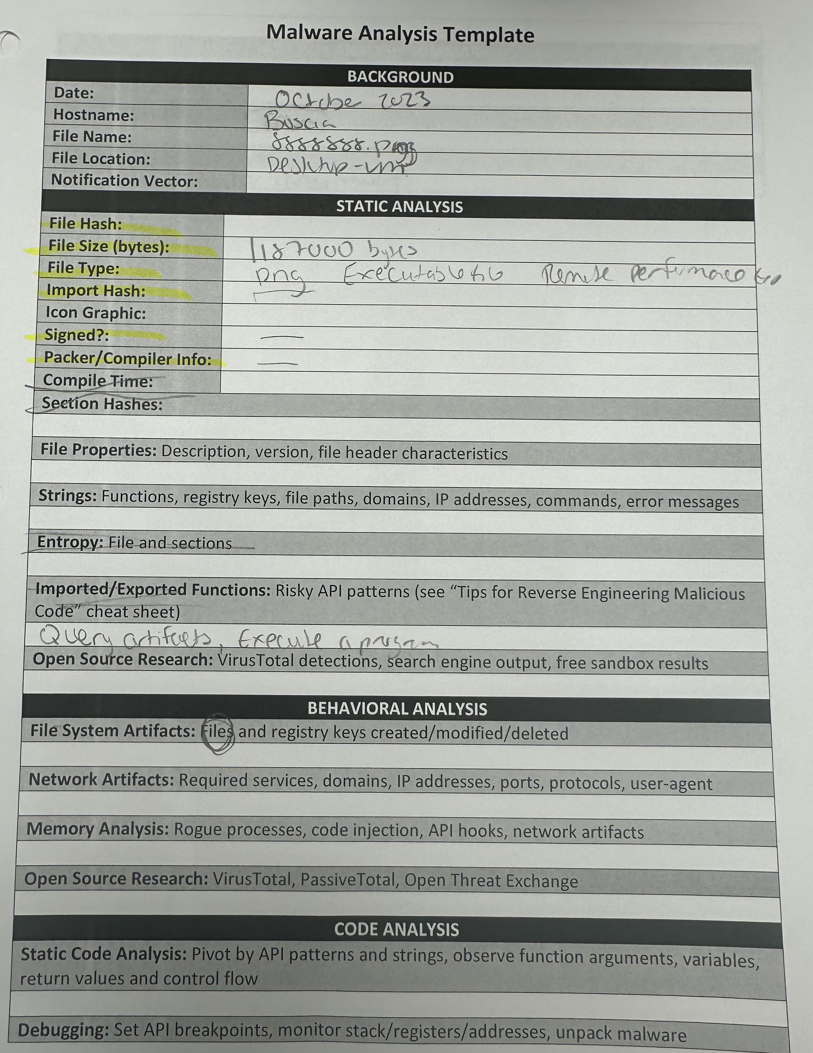 Solved Malware analysis report How to find the information | Chegg.com