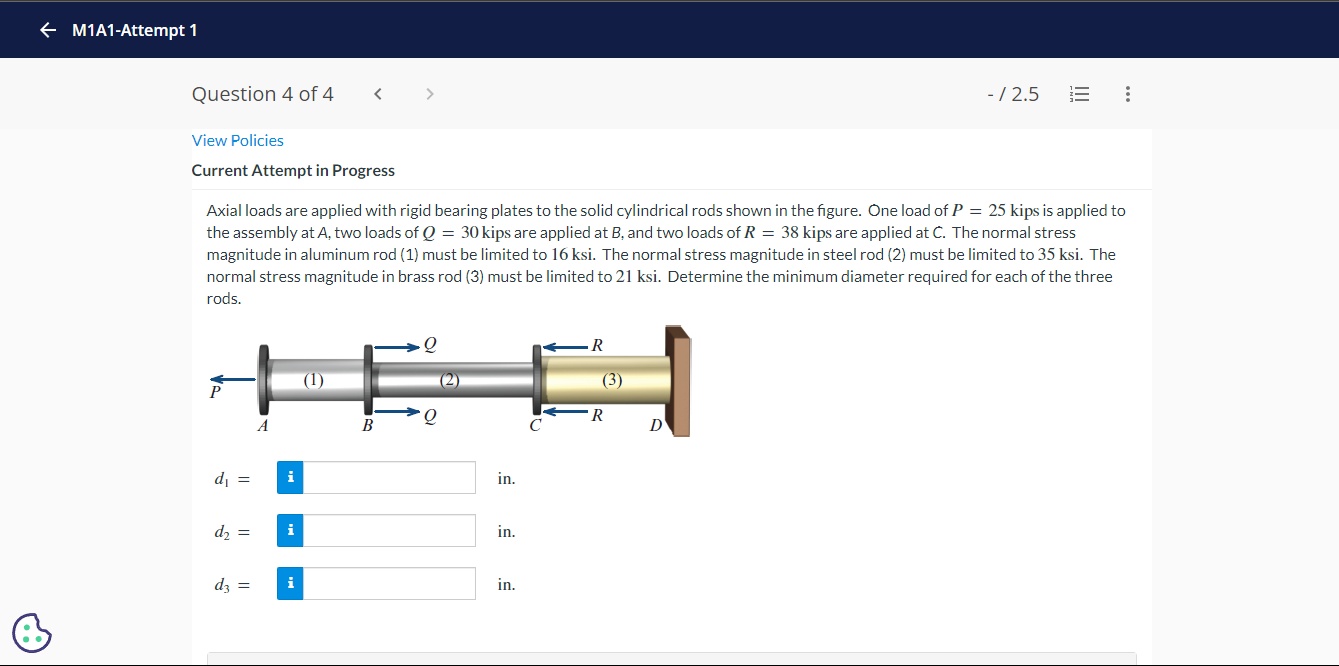Solved Axial loads are applied with rigid bearing plates to | Chegg.com