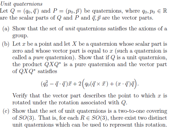 = Unit quaternions Let Q = (40,7) and P (Pop) be | Chegg.com