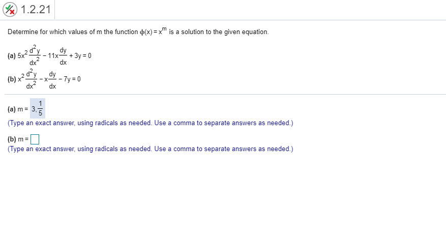 Solved 1 2 21 Determine For Which Values Of M The Function