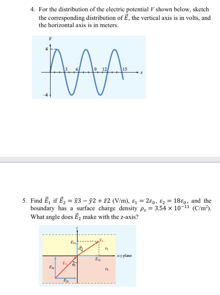Solved 4. For the distribution of the electric potential V | Chegg.com