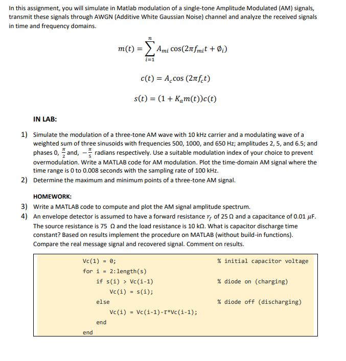 Solved In this assignment, you will simulate in Matlab | Chegg.com
