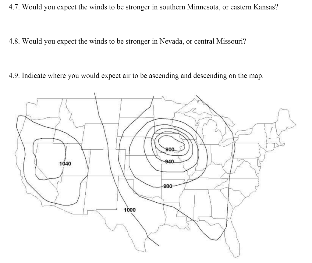 Solved Use the Map of Atmospheric Pressure (Fig. 4.4) for | Chegg.com