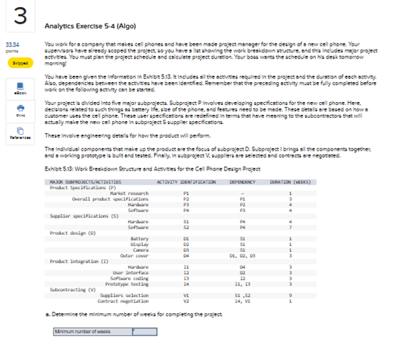 Solved Analytics Exercise 5-4 (Algo) ﻿You work for a company | Chegg.com