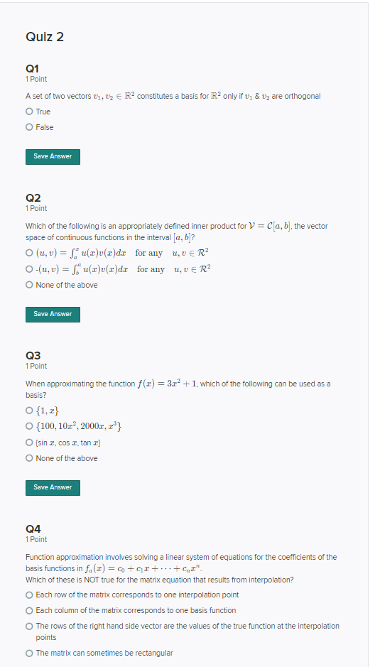 Solved Q1 1 Point A set of two vectors v1,v2∈R2 constitutes | Chegg.com